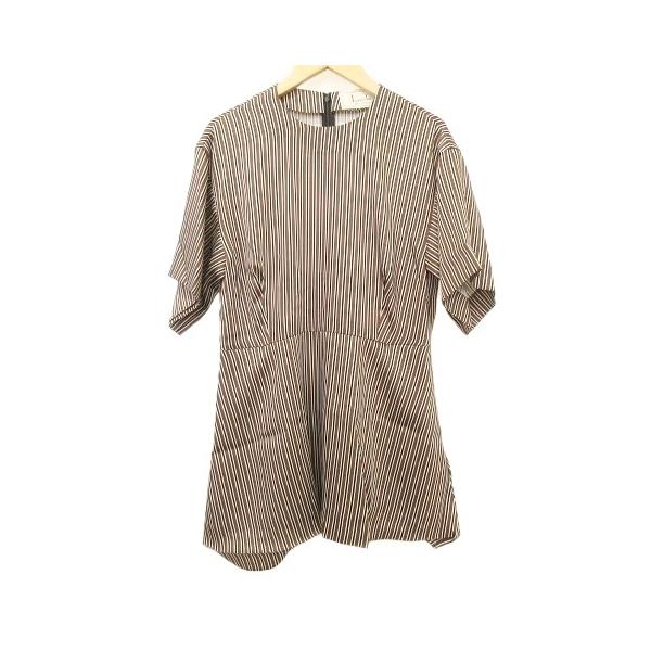 ラウラ Laula petit couture ストライプ ブラウス 半袖 カットソー 1 茶 ブラウン ■TC レディース【表記サイズ】1【実寸サイズ】肩幅：46cm　身幅：44cm　着丈：70cm　袖丈：23cm　-　【素材】添付画像を...