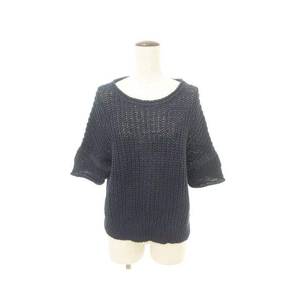 ロストデッサウ lost dessau 半袖 コットン ニット セーター LD51KT2040MC F 紺 ネイビー ■TC レディース【ブランド】ロストデッサウ lost dessau【表記サイズ】F【実寸サイズ】肩幅：66cm　身幅：5...