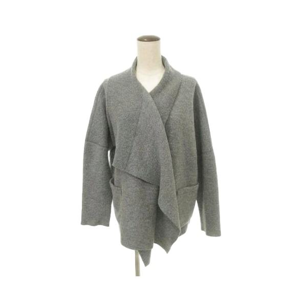 GERVE ウール ニット カーディガン 長袖 無地 厚手 40 M〜Lサイズ グレー レディース【表記サイズ】40M〜Lサイズ【実寸サイズ】肩幅：84.3cm　身幅：63.5cm　着丈：58.6cm　袖丈：36cm　-　【素材】本体 毛7...