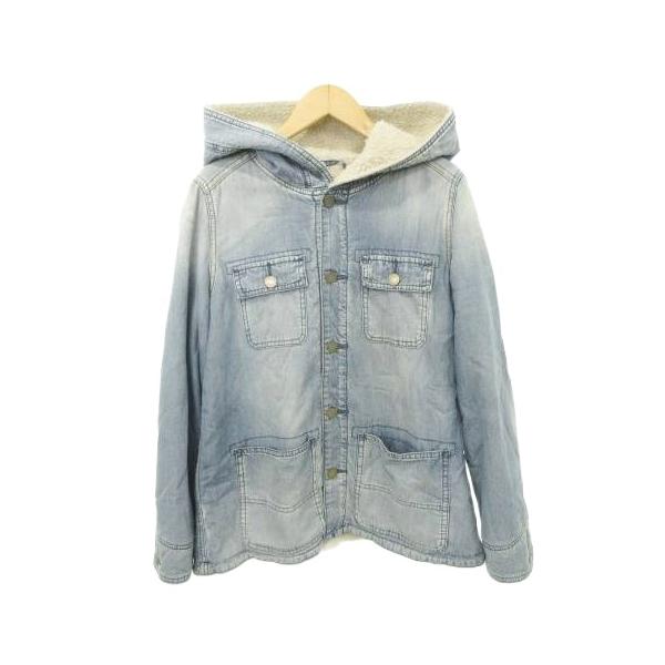 frees shop デニム ジャケット 裏ボア フード付き 無地 Mサイズ 青 ブルー /MKS レディース【表記サイズ】Mサイズ【実寸サイズ】肩幅：39.5cm　身幅：53.5cm　袖丈：58.6cm　着丈：61cm　-　【素材】表地 ...