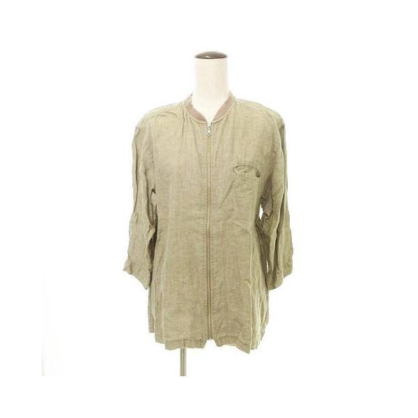 ALLOWED TO UNFOLD リネン ジャケット ダブルジップ Lサイズ ベージュ ■TC レディース【表記サイズ】Lサイズ【実寸サイズ】肩幅：47cm　身幅：53cm　袖丈：42cm　着丈：70cm　　【素材】麻【色】ベージュ【仕様...