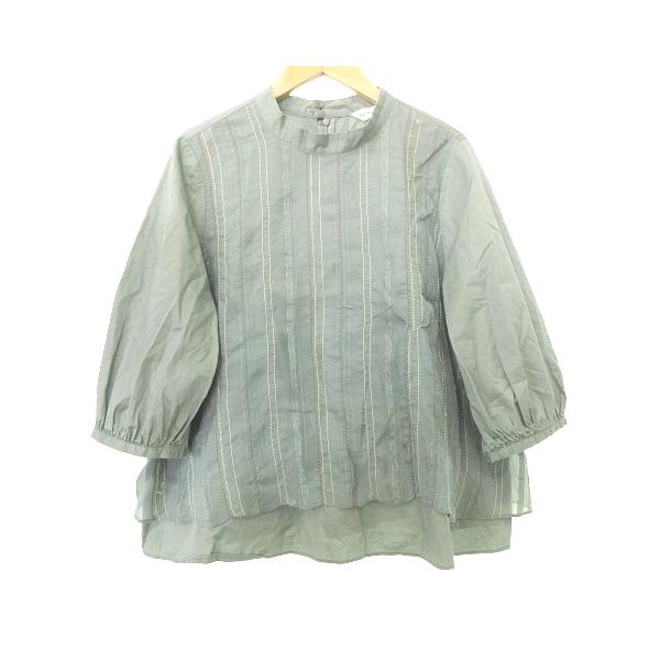ビュルデサボン bulle de savon ステッチ シャツ ブラウス 長袖 F 緑 グリーン MMT レディース【ブランド】ビュルデサボン bulle de savon【表記サイズ】F【実寸サイズ】肩幅：39cm　身幅：55cm　着丈：...