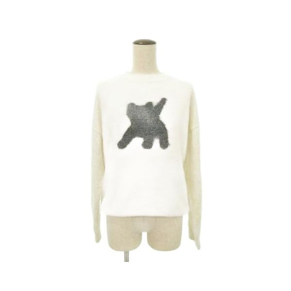 aeae シャギーニット セーター 長袖 アニマル クルーネック 厚手 フリーサイズ アイボリー MMT レディース【表記サイズ】1フリーサイズ【実寸サイズ】肩幅：57.8cm　身幅：51.5cm　着丈：59.4cm　袖丈：55cm　-　【...