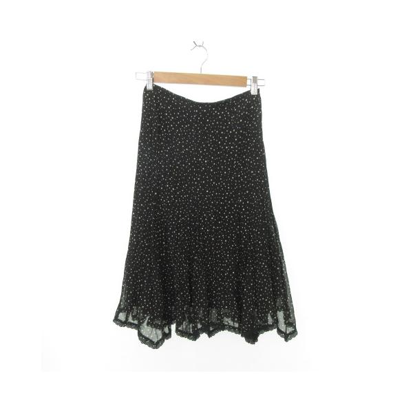 Trinity 美品 ランダムドット フレア スカート 日本製 1 Sサイズ 黒 ブラック /MKS レディース【表記サイズ】1 Sサイズ【実寸サイズ】ウエスト：64cm　ヒップ：86cm　スカート丈：70cm　　【素材】ポリエステル【色】...