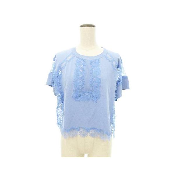 エルマノシェルビーノ ERMANNO SCERVINO 美品 レース ニット カットソー 国内正規 イタリア製 42 約Lサイズ 水色 サックス ■GY47 レディース【ブランド】エルマノシェルビーノ ERMANNO SCERVINO【表記...