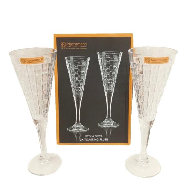 ナハトマン Nachtmann BOSSA NOVA ボサノバ トースティング フルート シャンパン グラス 2脚セット 【実寸サイズ】7cm×23cm　【素材】クリスタル【仕様】BOSSA NOVA ボサノバ【状態】未使用品です。　（保管...
