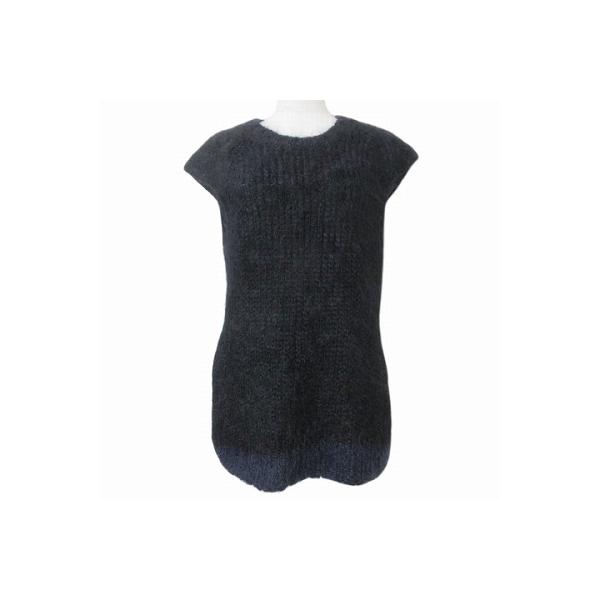 ディーゼル DIESEL ＋EDUN モヘヤニット セーター キャップスリーブ 厚手 バイカラー XS 黒 紺 X レディース【ブランド】ディーゼル DIESEL【表記サイズ】XS【実寸サイズ】身幅：40cm　着丈：55cm　ゆき丈：27c...