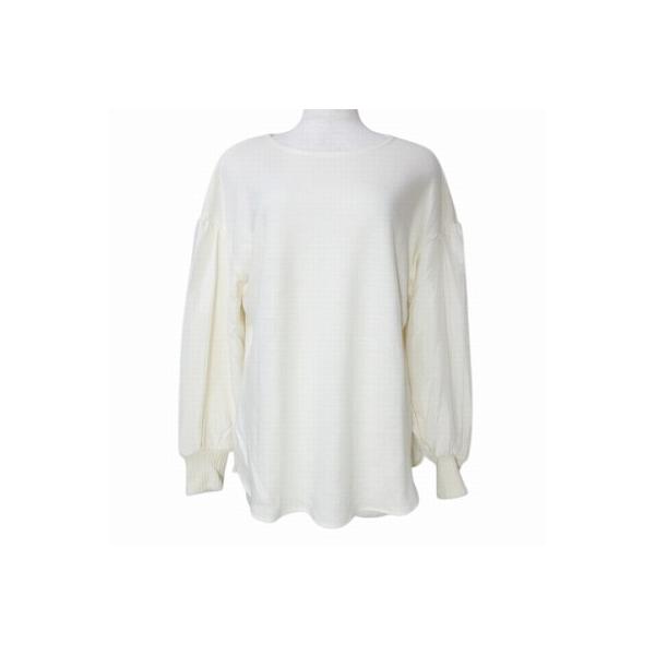ププラ PUPULA 美品 ニット セーター カットソー 袖切り替え 長袖 38 M相当 アイボリー X レディース【ブランド】ププラ PUPULA【表記サイズ】38(M相当)【実寸サイズ】肩幅：52.5cm　身幅：50cm　着丈：61cm...