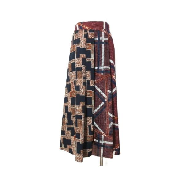 ティティレートヴァレット titilate valet  スカート ロング フレア 総柄 38 M相当 赤系 X レディース【表記サイズ】38(M相当)【実寸サイズ】ウエスト：62-88cm　ヒップ：90cm　スカート丈：87cm　　【素材...