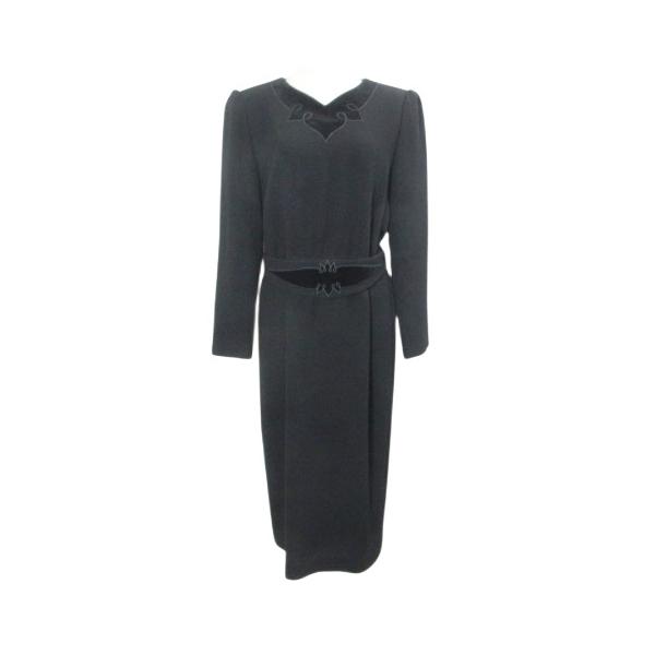 渡辺雪三郎 ユキサブロウワタナベ SOCIETE フォーマル ワンピース ロング 長袖 ベルト2本付き Vネック 東京スタイル 11 L相当 黒 ブラック【ブランド】渡辺雪三郎 ユキサブロウワタナベ YUKISABURO WATANABE【...