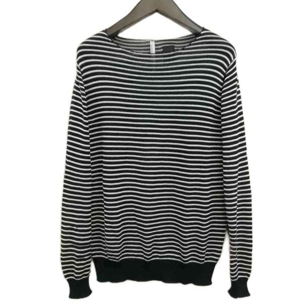 THIBAULT VAN DER STRAETE ティボー ヴァンダル ストラット コットン ボーダー ニット セーター L ネイビー メンズ【表記サイズ】L【実寸サイズ】肩幅：43cm　身幅：51cm　着丈：64cm　袖丈：64cm　　【...