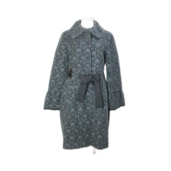 メルヴェイユヴァント Merveilleux Vente 美品 レースニードルコート ウール混 ウエストリボン ミドル丈 比翼仕立て 9 M相当 グレー【表記サイズ】9(M相当)【実寸サイズ】肩幅：38cm　身幅：45cm　袖丈：60cm　...