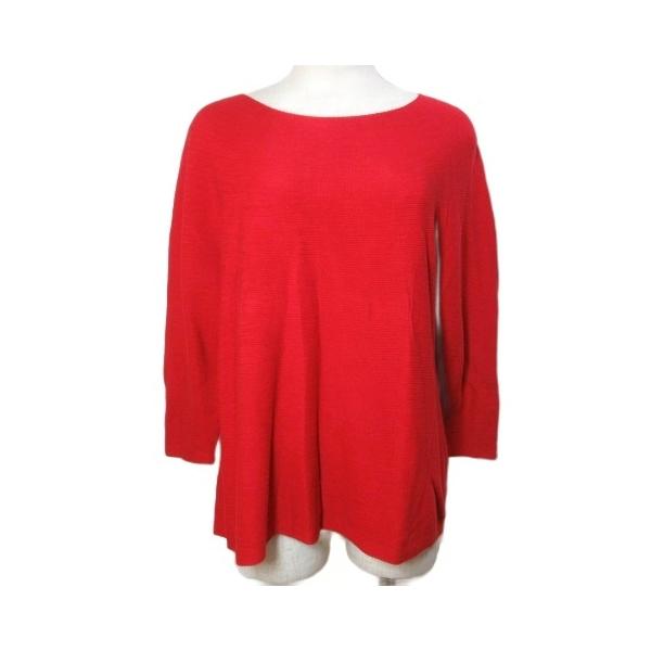 ヌメ nume パラスパレス ホールガーメントニット プルオーバー 7分袖 ボートネック 0 S相当 赤 レッド /X レディース【表記サイズ】0(S相当)【実寸サイズ】身幅：48.5cm　着丈：58cm　ゆき丈：63cm　　【素材】綿10...