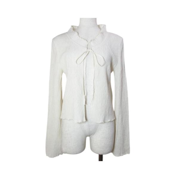 タナット Tannat Tipico cardigan 美品 カーディガン 長袖 フリル 韓国 前結び フリーサイズ アイボリー /X レディース【表記サイズ】サイズ表記がございません。実寸サイズをご参照ください。【実寸サイズ】肩幅：38c...