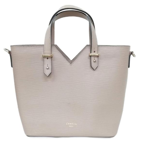 CAMELIA ROMA カメリア ローマ レザー ハンドバッグ スモーキー ピンクベージュ ショルダーベルト欠損 レディース【実寸サイズ】持ち手の長さ：27cm　ヨコ：24cm　タテ：24cm　マチ：13.5cm　　【素材】レザー　本革【...