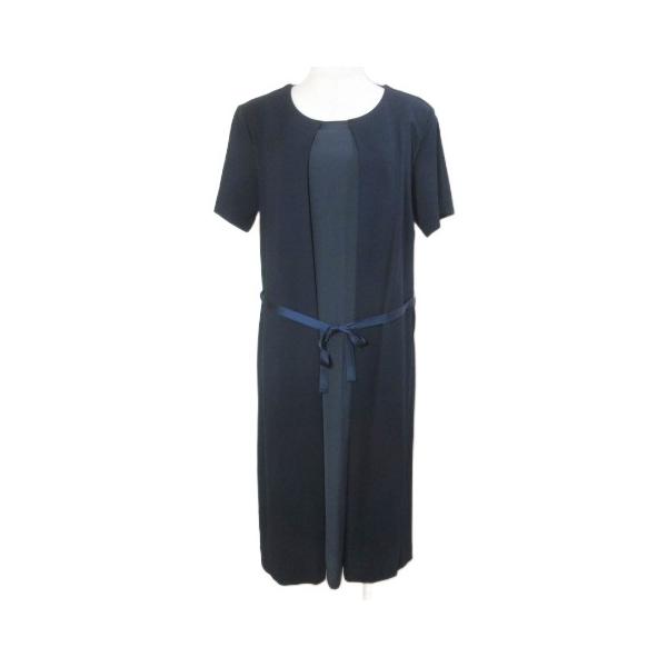 コムサ COMME CA コムサ ブロンドオフ マタニティウェア ワンピース ミディ丈 半袖 授乳口付 ウエストリボン M〜L ダークネイビー /X【ブランド】コムサ COMME CA【表記サイズ】M〜L【実寸サイズ】肩幅：40cm　身幅：...