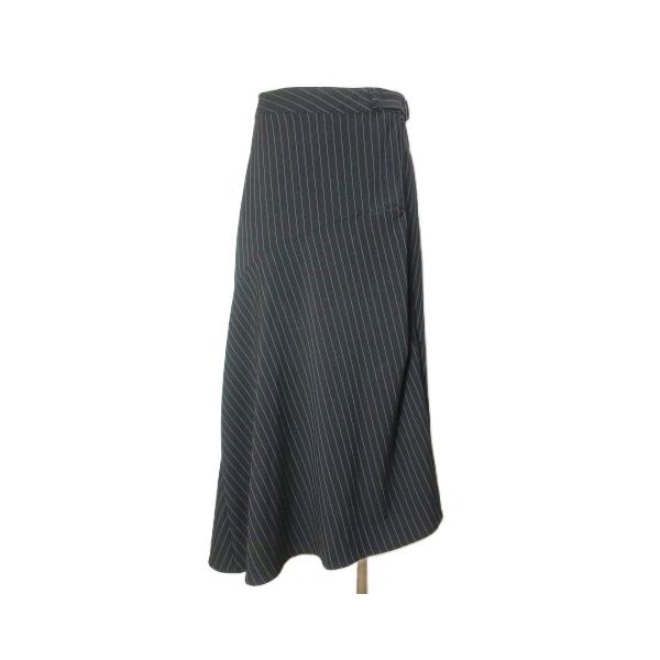 AMODEST MODEST MOOD モデスト ムード 美品 ストライプ ラップスカート フレア ロング 韓国 サイドベルト 黒 ブラック /X レディース【表記サイズ】サイズ表記がございません。実寸サイズをご参照ください。【実寸サイズ】...