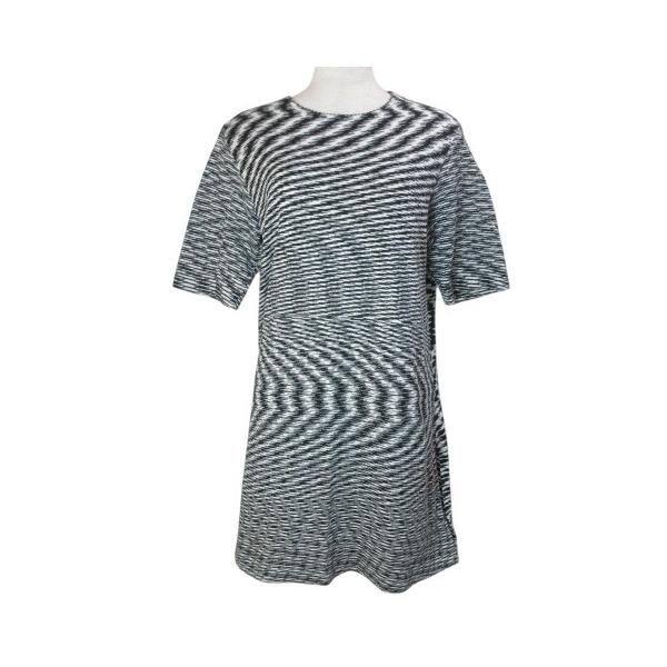 ミッソーニ MISSONI INTIMO ミニワンピース カットソー 5分袖 総柄 M ブラック ホワイト /X レディース【ブランド】ミッソーニ MISSONI【表記サイズ】M【実寸サイズ】肩幅：37cm　身幅：43cm　袖丈：26cm　...