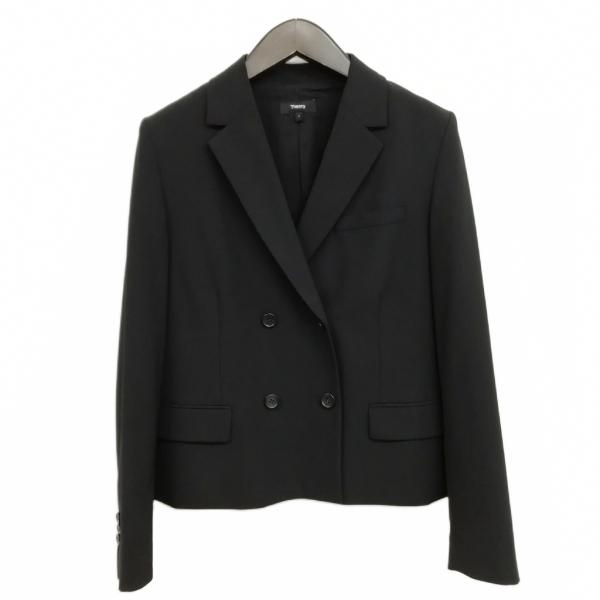 セオリー Theory SQUARE DB JKT 23AW ダブルブレスト ジャケット テーラード ブレザー フォーマル 2 ブラック レディース【ブランド】セオリー Theory【表記サイズ】2【実寸サイズ】肩幅：41cm　身幅：49c...