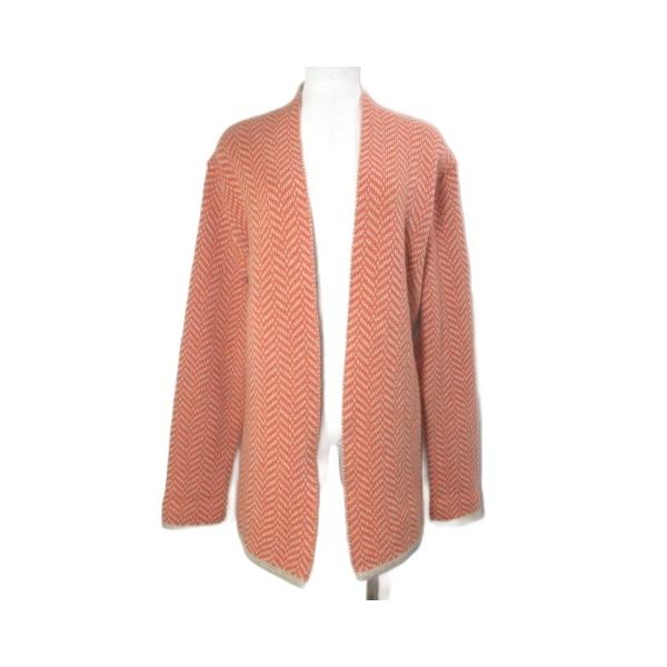 ブルー アイベックス Blue ibex 美品 カシミヤ ニットジャケット カーディガン 長袖 ボタンレス M オレンジ ベージュ /X レディース【表記サイズ】M【実寸サイズ】肩幅：41cm　身幅：52cm　袖丈：61cm　着丈：70cm...