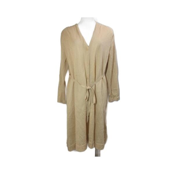 ラピーヌ VICE VERSA バイスバーサ ラメニット ロングカーディガン 長袖 薄手 ウエストリボン 40 L相当 ベージュ系 /X レディース【表記サイズ】40(L相当)【実寸サイズ】肩幅：37.5cm　身幅：48cm　袖丈：54cm...