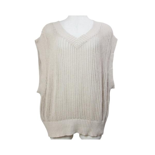 ポンポネット pomponette アミ AMI 美品 ニットベスト サマーニット ジュニア 女の子 L 160cm プルオーバー 透かし編み Vネック ベージュ /X キッズ【ブランド】ポンポネット pomponette【表記サイズ】L(...
