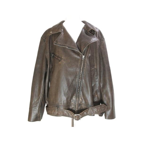 エイチ&amp;エム H&amp;M Divided ディバイデッド ライダースジャケット フェイクレザー ジップアップ ベルト クラッシュ加工 L 茶 ブラウン /X【ブランド】エイチ&amp;エム H&amp;M【表記サイズ】L170/...