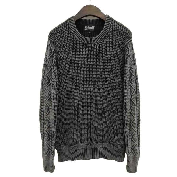 ショット SCHOTT DULL COLOR CABLE SWEATER ダルカラー ケーブル セーター コットン ウォッシュ加工 M ブラック系 メンズ【ブランド】ショット SCHOTT【表記サイズ】M【実寸サイズ】肩幅：47cm　身幅：...