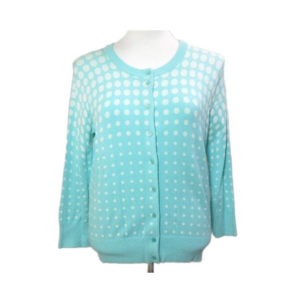spense knits ニットカーディガン ドット 水玉 長袖 薄手 クルーネック ブルー系 オフホワイト /X レディース【表記サイズ】サイズ表記がございません。実寸サイズをご参照ください。【実寸サイズ】肩幅：37.5cm　身幅：41c...