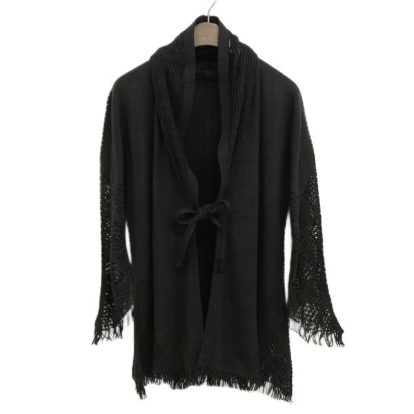 イッセイミヤケ ISSEY MIYAKE FETE フェット IF84KO637 フリンジ ニット カーディガン ショールカラー 2 ブラック レディース【ブランド】イッセイミヤケ ISSEY MIYAKE【表記サイズ】2【実寸サイズ】身幅...
