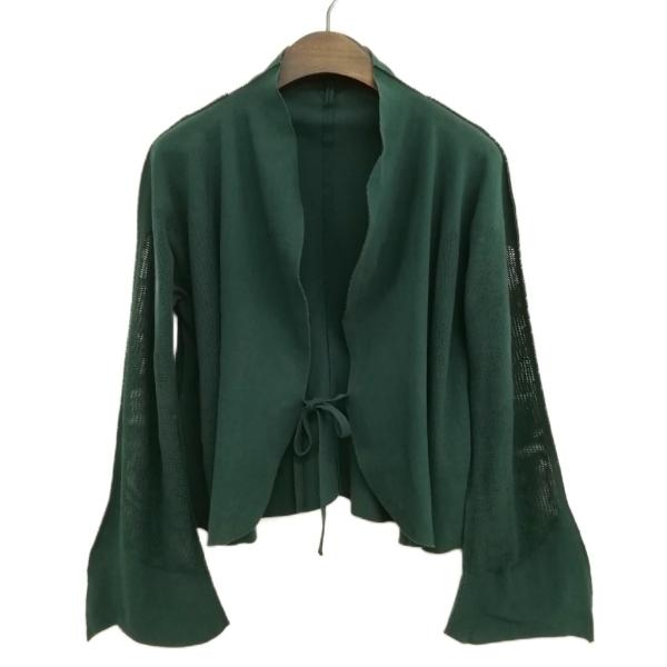 イッセイミヤケ ISSEY MIYAKE FETE フェット IF92KO010 メッシュ ニット 変形 カーディガン 2 グリーン レディース【ブランド】イッセイミヤケ ISSEY MIYAKE【表記サイズ】2【実寸サイズ】身幅：約55c...