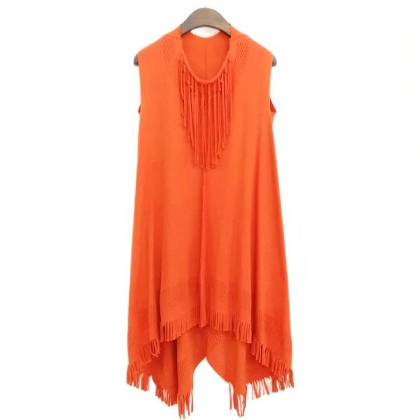 イッセイミヤケ ISSEY MIYAKE A-POC IM13KH654 フリンジ ノースリーブ ニット ワンピース ロング マキシ 2 オレンジ系 レディース【ブランド】イッセイミヤケ ISSEY MIYAKE【表記サイズ】2【実寸サイズ...