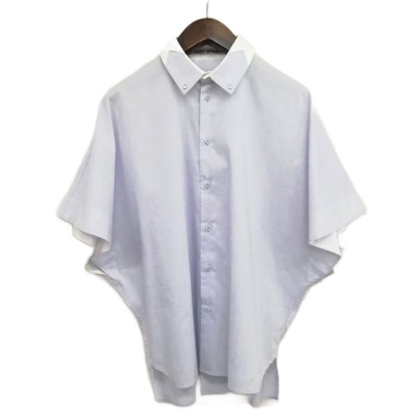 イッセイミヤケ ISSEY MIYAKE IM52FJ533 ダブルカラー シャツ ドルマン フレンチスリーブ 美品 3 ライトブルー レディース【ブランド】イッセイミヤケ ISSEY MIYAKE【表記サイズ】3【実寸サイズ】着丈：69c...