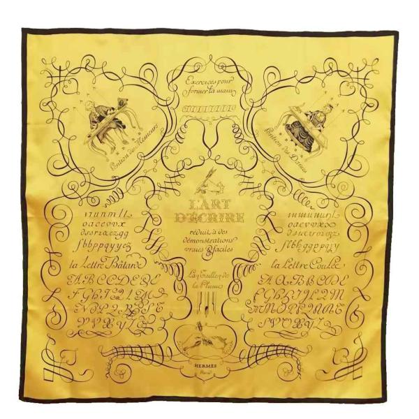 エルメス HERMES L'ART D'ECRIRE 書の芸術 カレ90 大判 スカーフ ベージュ ブラック 【ブランド】エルメス HERMES【実寸サイズ】縦：87cm　横：88cm　　【色】ベージュ ブラック【仕様】L'ART D'EC...