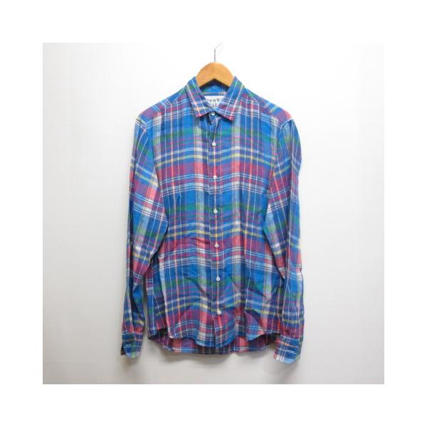 フランク&amp;アイリーン Frank&amp;Eileen 美品 FINBAR フィンバー チェック柄 長袖 麻リネン シャツ XS ブルー 青 カットソー 隠れボタンダウン【ブランド】フランク&amp;アイリーン Frank&amp;...