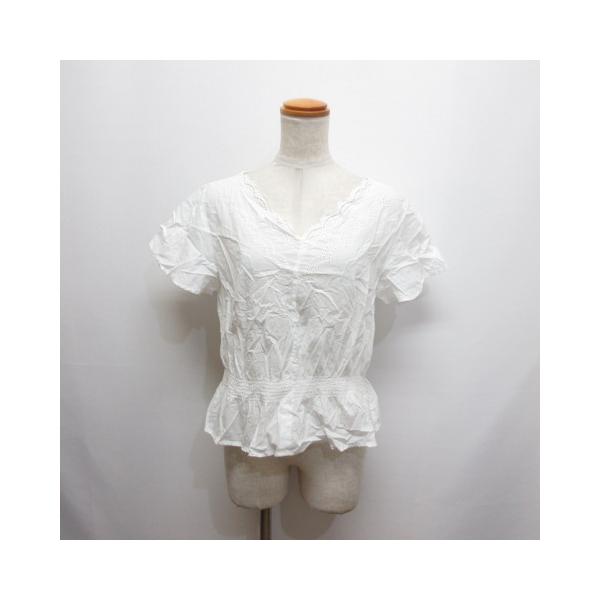 アースミュージック&amp;エコロジー EARTH MUSIC &amp; ECOLOGY 半袖 刺繍 コットン ブラウス F 白 ホワイト パンチングレース スカラップ カットソー レディース【ブランド】アースミュージック&amp;エコロ...