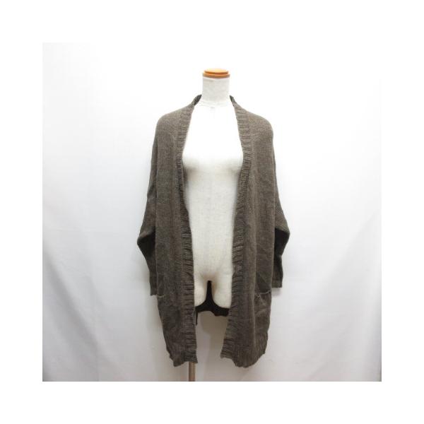 ゴア goa 麻リネン混 ニット ロング カーディガン F 茶 ブラウン 前開き ポケット付き レディース【ブランド】ゴア goa【表記サイズ】F【実寸サイズ】身幅：65cm　着丈：75cm　ゆき丈：74.5cm　　【素材】麻46％、アクリ...