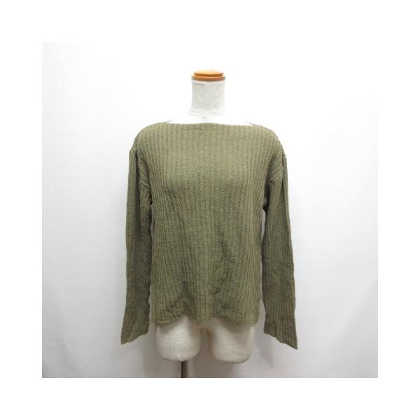 アルマンドヴァンテロ ARMAND VENTILO 麻リネン混 長袖 ニット カットソー 38 カーキブラウン ボートネック 日本製 レディース【表記サイズ】38【実寸サイズ】身幅：52cm　着丈：48cm　ゆき丈：71cm　　【素材】麻6...