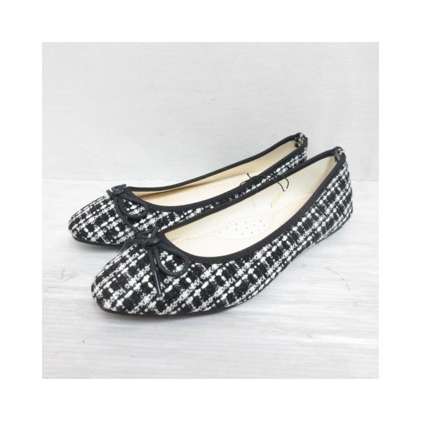 ルリアンプラス LELIEN PLUS バレエ シューズ フラット パンプス リボン ツイード 36 約23cm 黒 ブラック 白 靴 レディース【表記サイズ】36【実寸サイズ】最大幅：8cm　アウトソール：24cm　　【色】黒、白　※色に...