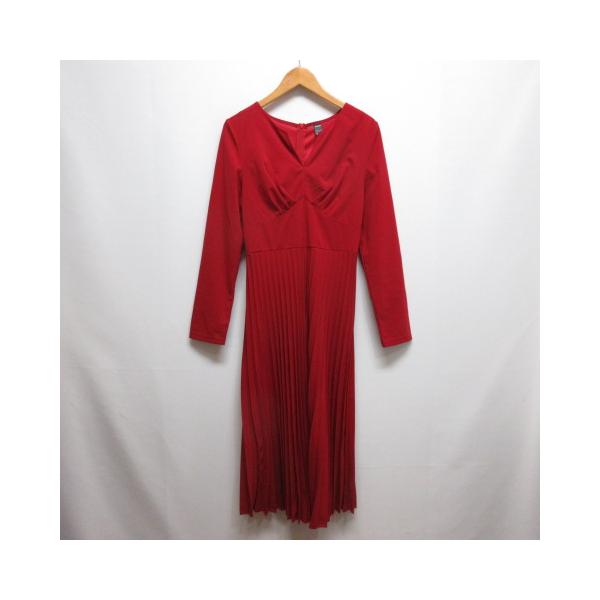 シーイン SHEIN 美品 長袖 プリーツ ワンピース ドレス M 赤 レッド レディース【表記サイズ】M【実寸サイズ】肩幅：36cm　身幅：40cm　着丈：114cm　袖丈：60.5cm　　【素材】ポリエステル100％【色】赤、レッド　※...
