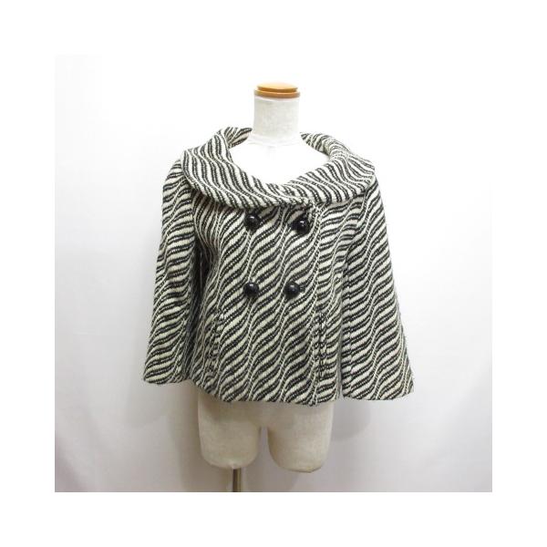 ミリー milly 総柄 ウール ジャケット 2 黒×オフホワイト 七分袖 裏地付き アメリカ製 レディース【ブランド】ミリー milly【表記サイズ】2【実寸サイズ】肩幅：36cm　身幅：44cm　着丈：45.5cm　袖丈：43cm　　【...