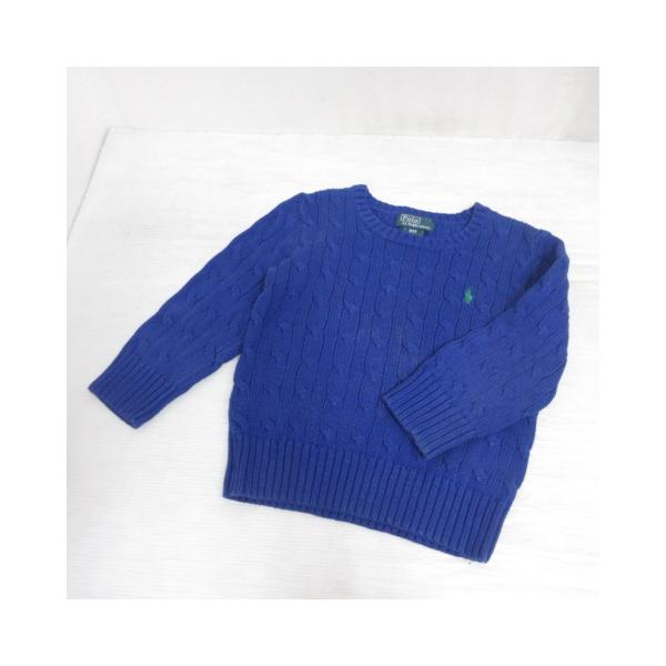 ポロ バイ ラルフローレン Polo by Ralph Lauren 子供服 コットン ケーブル ニット セーター 3/3T 青 ブルー ポニー刺繍 ☆AA★ キッズ【ブランド】ポロ バイ ラルフローレン Polo by Ralph Lau...