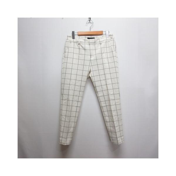 クルーンアソング CROON A SONG 美品 チェック柄 アンクル テーパード パンツ 38 オフホワイト ストレッチ ジッパーフライ 日本製【ブランド】クルーンアソング CROON A SONG【表記サイズ】38【実寸サイズ】ウエスト...