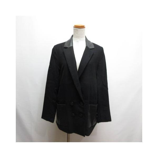 フリーズフレーズ FREE'S PHRASE ウール テーラード ジャケット S 黒 ブラック フェイクレザーポケット ダブル 裏地付き レディース【ブランド】フリーズフレーズ FREE'S PHRASE【表記サイズ】S【実寸サイズ】肩幅：...