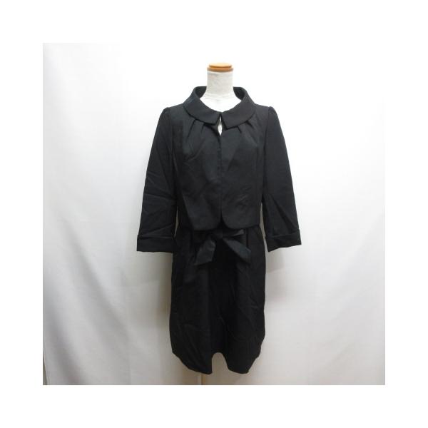 サビエム SAVIEM フォーマル スーツ ジャケット ワンピース セット 11 黒 ブラック 春夏用 レディース【表記サイズ】11【実寸サイズ】肩幅：34cm　身幅：45cm　着丈：95cm　袖丈：11.5cm　【ジャケット】　肩幅34c...