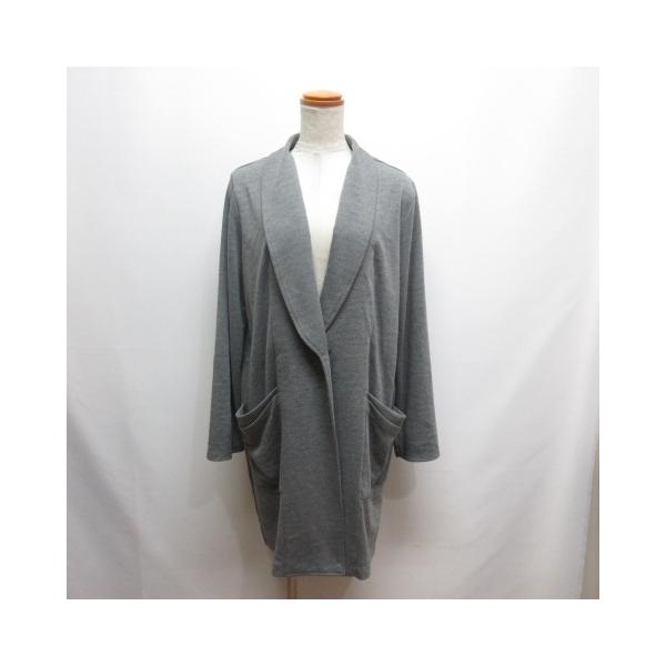 ファビア FABIA ショールカラー ロング ジャケット L グレー レディース【表記サイズ】L【実寸サイズ】肩幅：39cm　身幅：50cm　着丈：87cm　袖丈：59.5cm　　【素材】ポリエステル65％、レーヨン35％【色】グレー　※色...