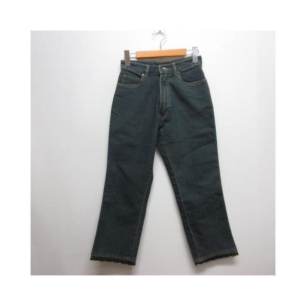 ファシル FACILE クロップド デニム パンツ ジーンズ 裾レース 64-91 インディゴ ストレッチ ジッパーフライ レディース【表記サイズ】64-91ウエスト64ヒップ91また下丈57【実寸サイズ】ウエスト：64cm　もも幅：25....