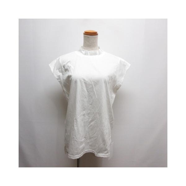 未使用品 マーマーマー MARMARMAR フレンチスリーブ Tシャツ カットソー オフホワイト ボトルネック 日本製 タグ付き レディース【表記サイズ】表記なし【実寸サイズ】肩幅：36cm　身幅：51cm　着丈：65-71.5cm　袖丈：...