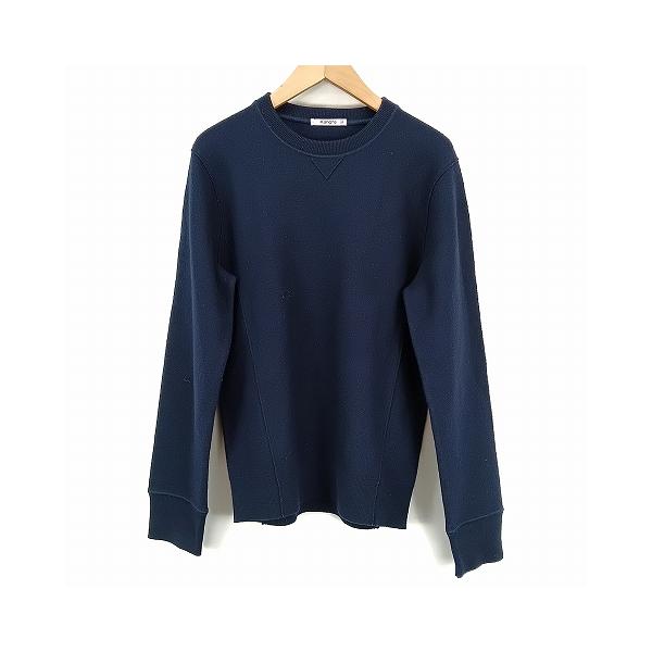 カングラ Kangra ウール リブ セーター 紺 ネイビー メンズ【ブランド】カングラ Kangra【表記サイズ】表記無し【実寸サイズ】肩幅：42cm　身幅：52cm　着丈：64cm　袖丈：67cm　　【素材】ウール100％【色】黒よりの...
