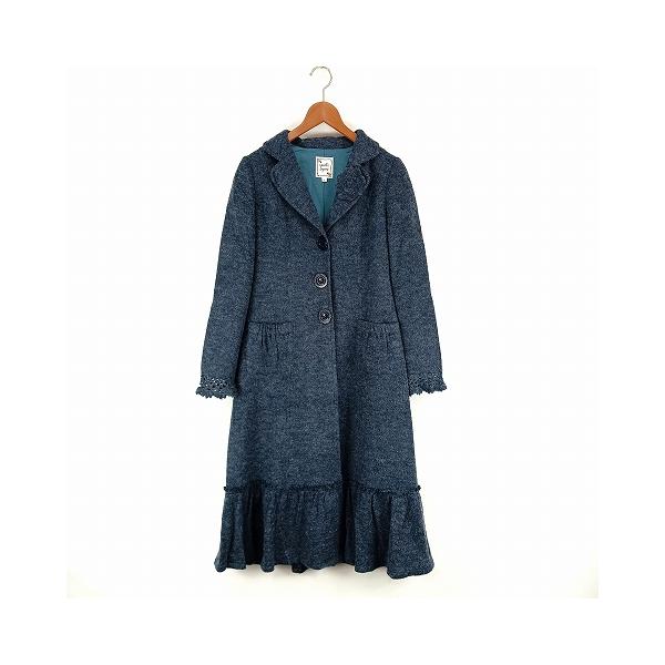 ナネットレポー nanette lepore ウール混 ロング コート 4 青 ブルー系 レディース【ブランド】ナネットレポー nanette lepore【表記サイズ】4【実寸サイズ】肩幅：36cm　身幅：42cm　袖丈：64cm　着丈：...